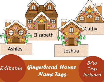 Gingerbread Name Tags Christmas Editable Winter Classroom Labels - Etsy