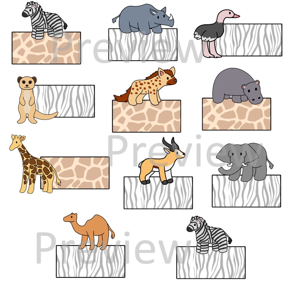 Editable African Animal Name Tags - Etsy