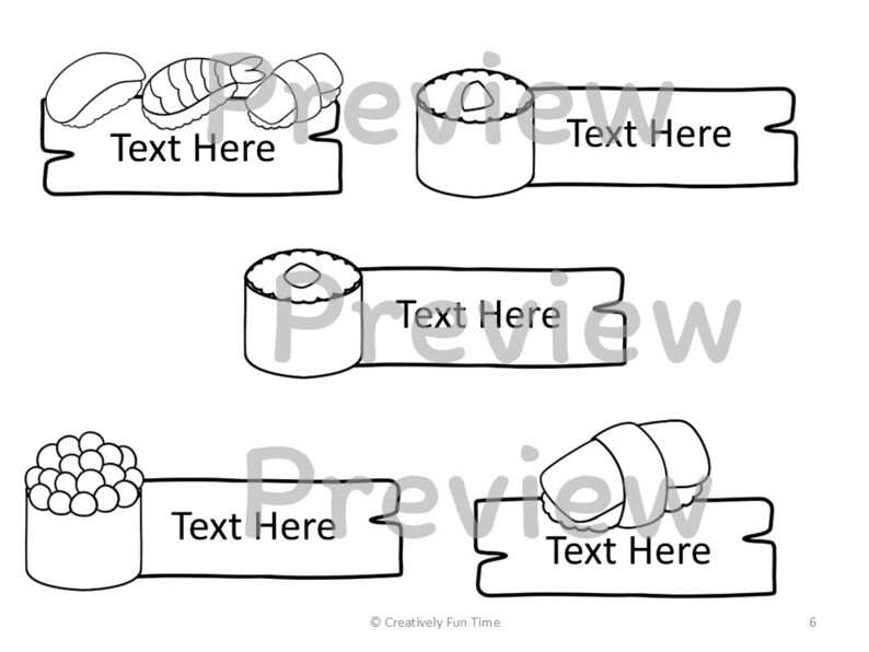 Editable Sushi Name Tags, Cute Printable Name Plates for Bulletin ...