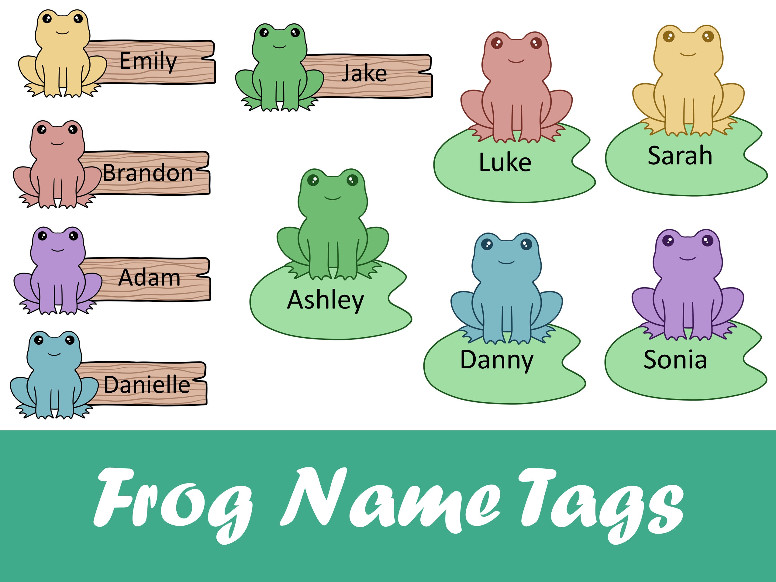 Editable Frog Name Tags - Etsy