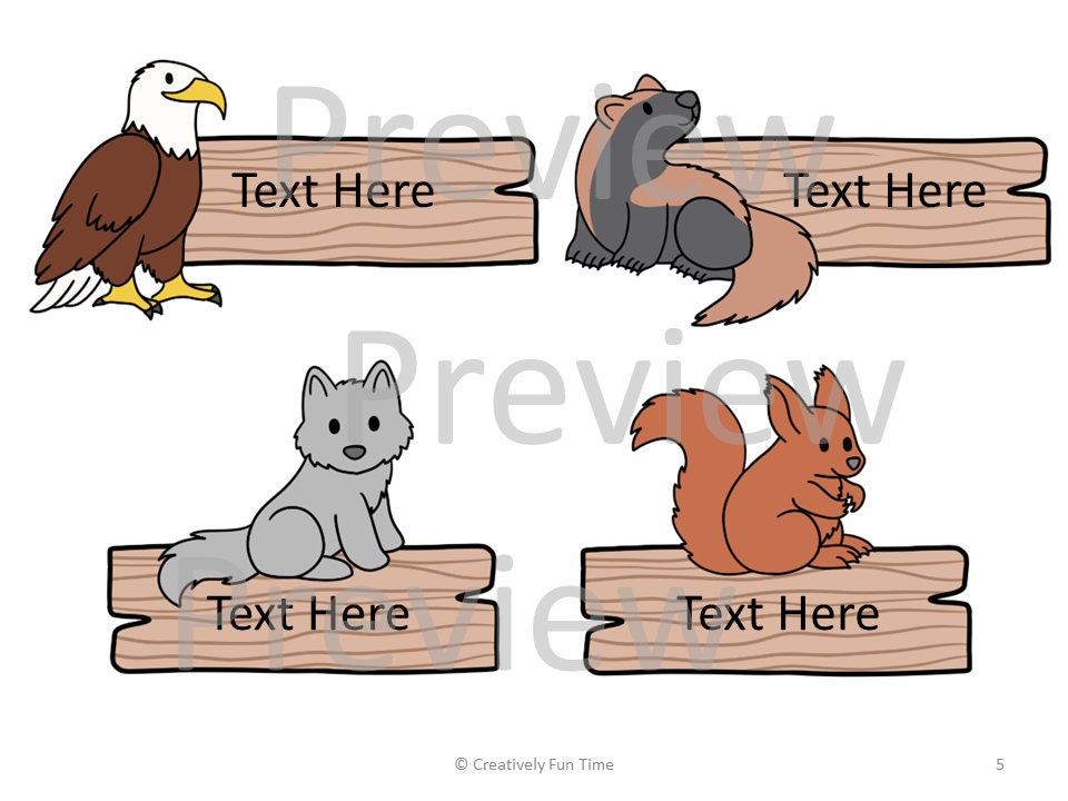 Editable North American Animal Name Tags - Etsy