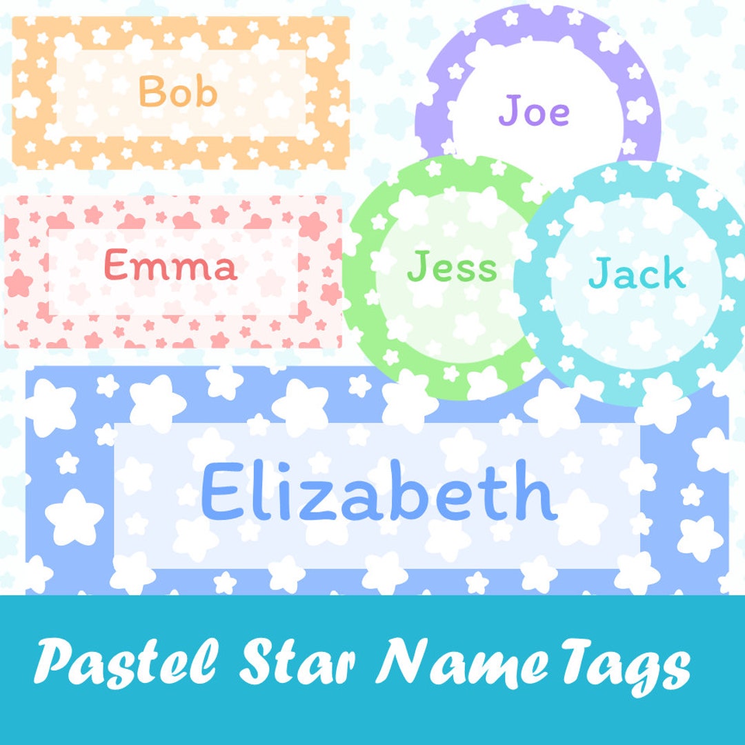 Editable Pastel Stars Name Tags - Etsy