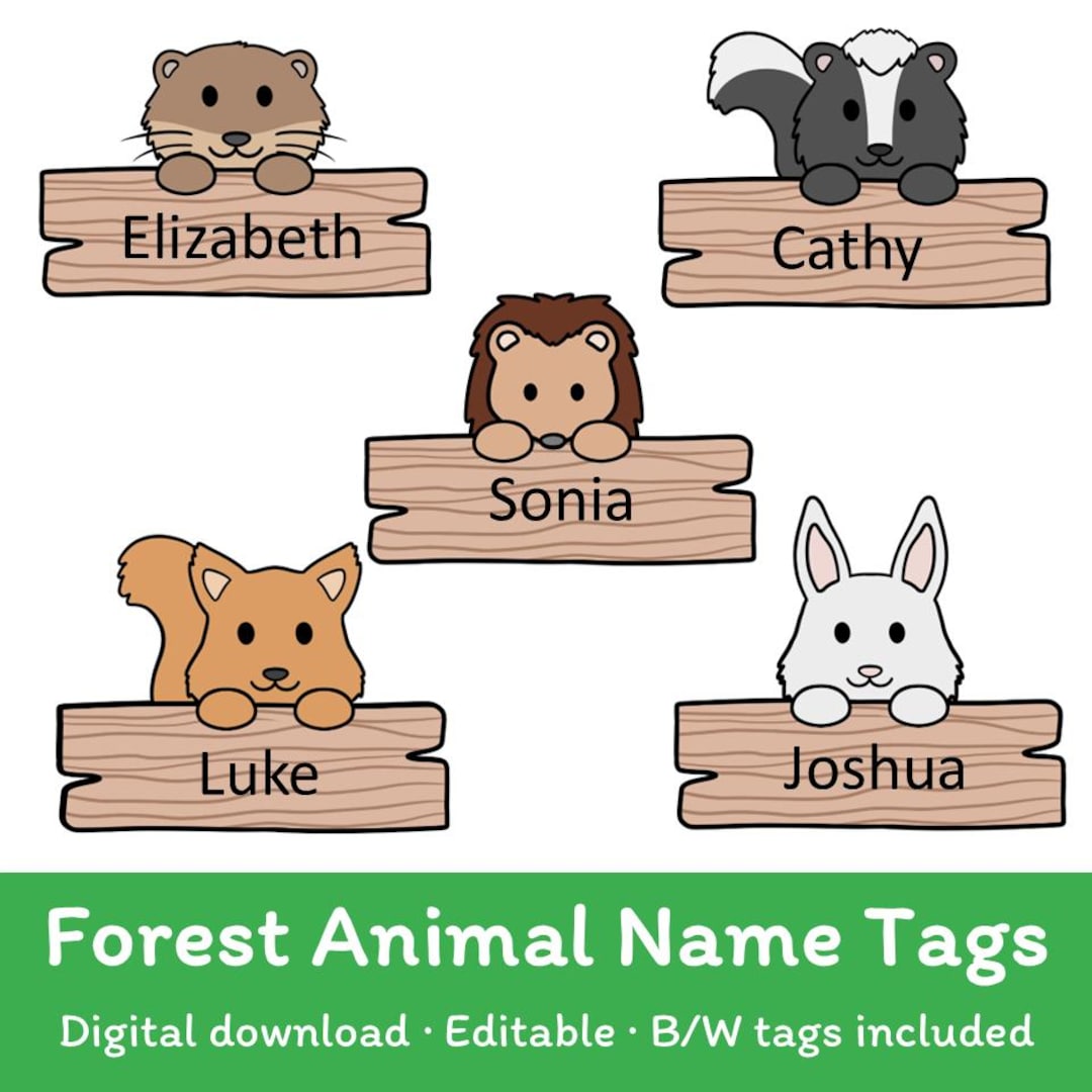 Editable Forest Animal Name Tags: Printable Classroom Decor (digital ...