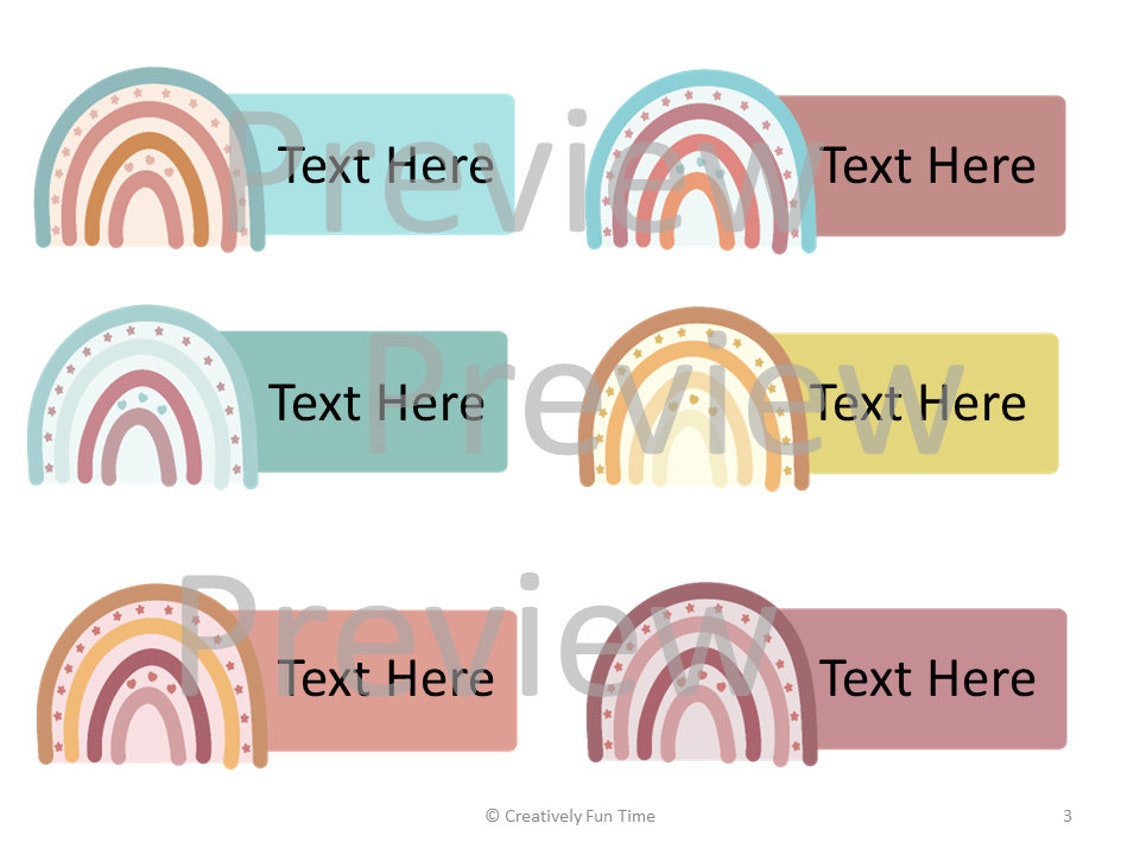 Editable Boho Rainbow Name Tags - Etsy