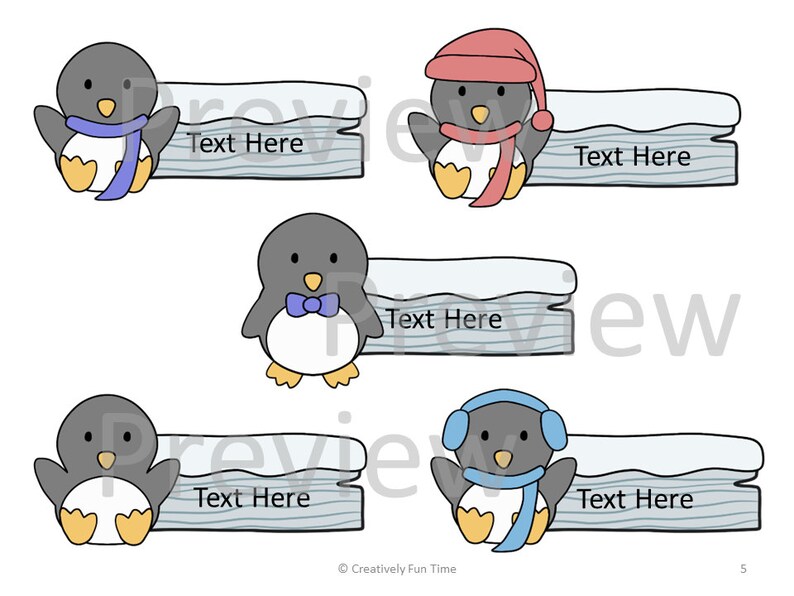 Editable Penguin Name Tags - Etsy