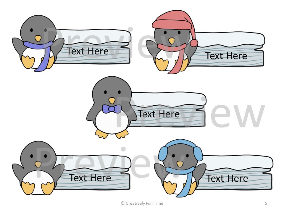 Editable Penguin Name Tags - Etsy