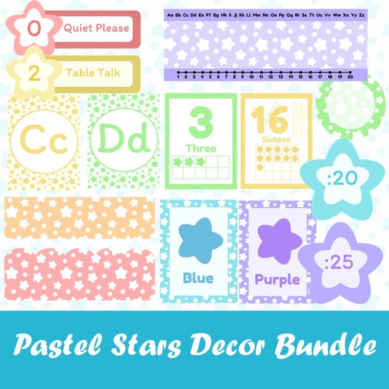Pastel Stars Decor Bundle - Etsy