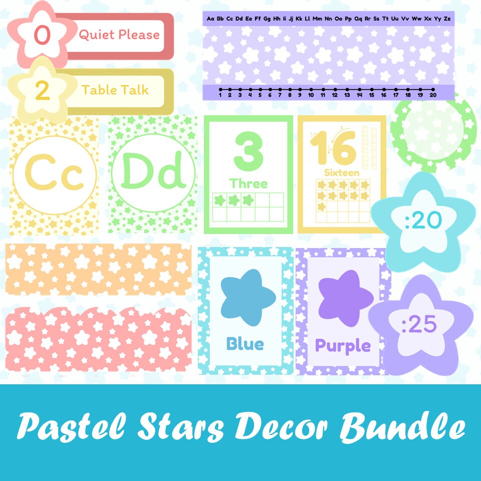 Pastel Stars Decor Bundle - Etsy