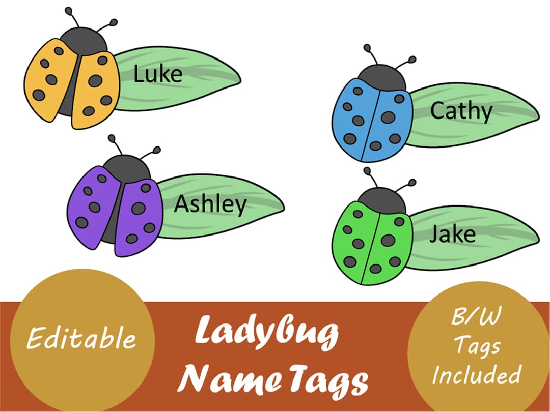 Editable Ladybug Name Tags - Etsy