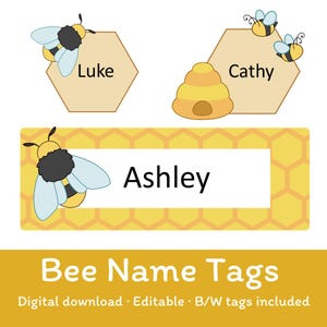 Editable Bee Name Tags: Printable Classroom Decor (digital Product Only ...