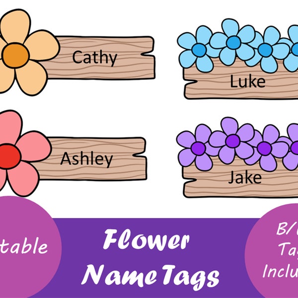 Flower Name Tags - Etsy