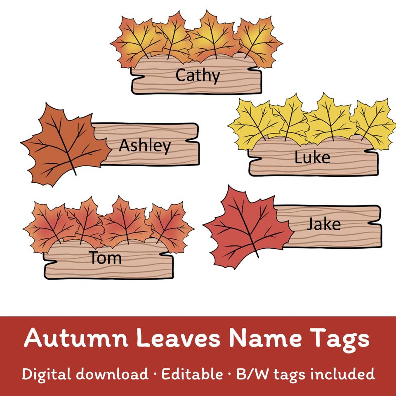 Autumn Leaves Name Tags: Editable Printable Classroom Decor (digital ...