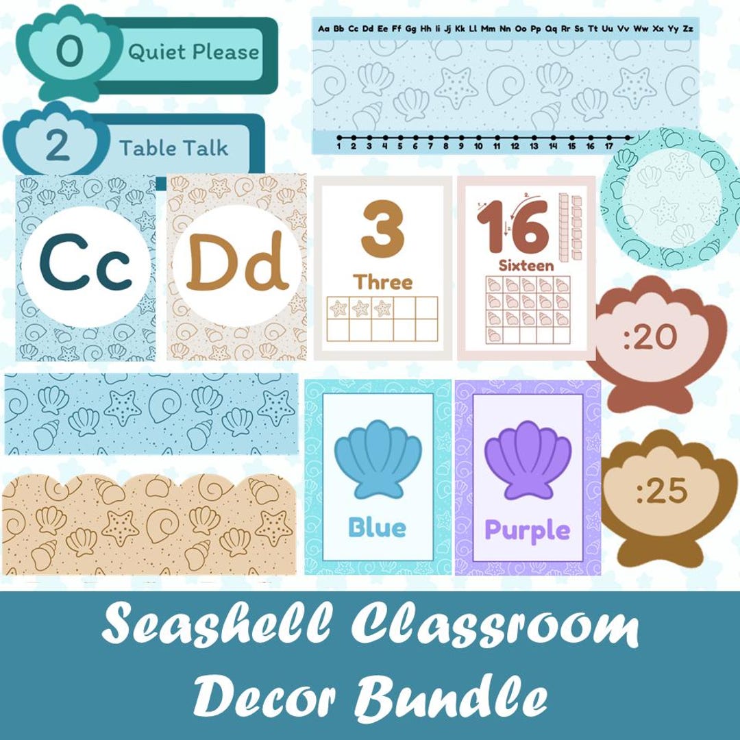 Beach Seashell Classroom Decor Bundle - Etsy