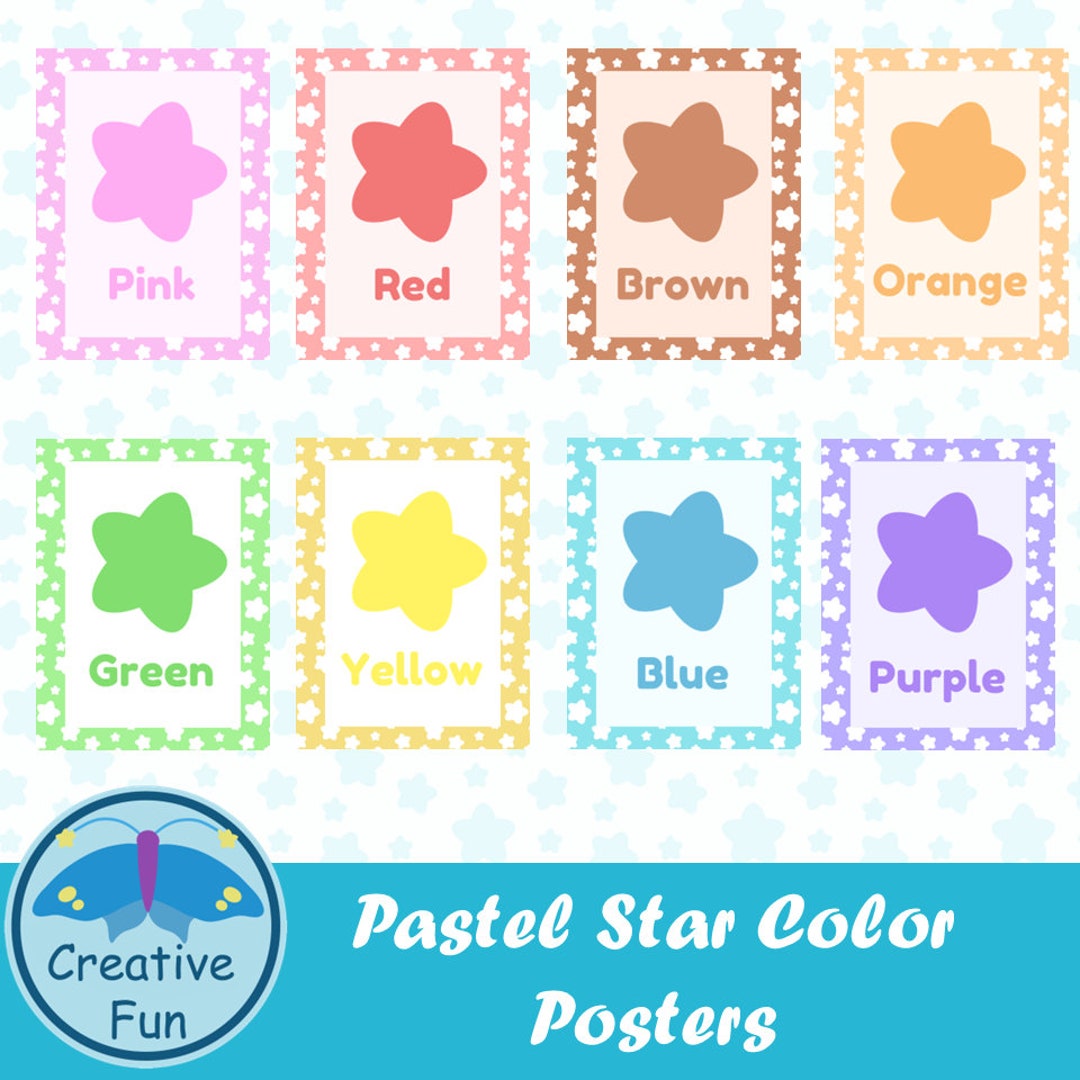 Pastel Star Color Posters - Etsy