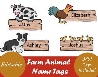 Editable Woodland Animal Name Tags - Etsy
