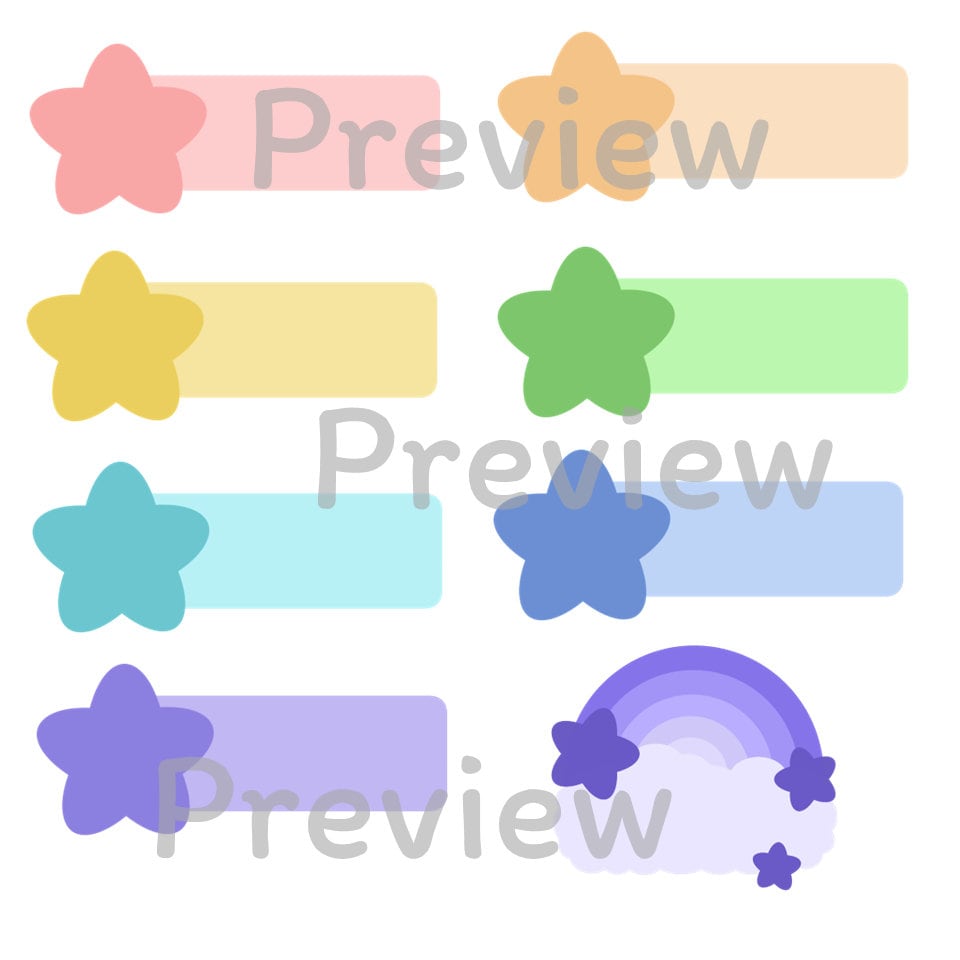 Editable Rainbow Pastel Star Name Tags - Etsy