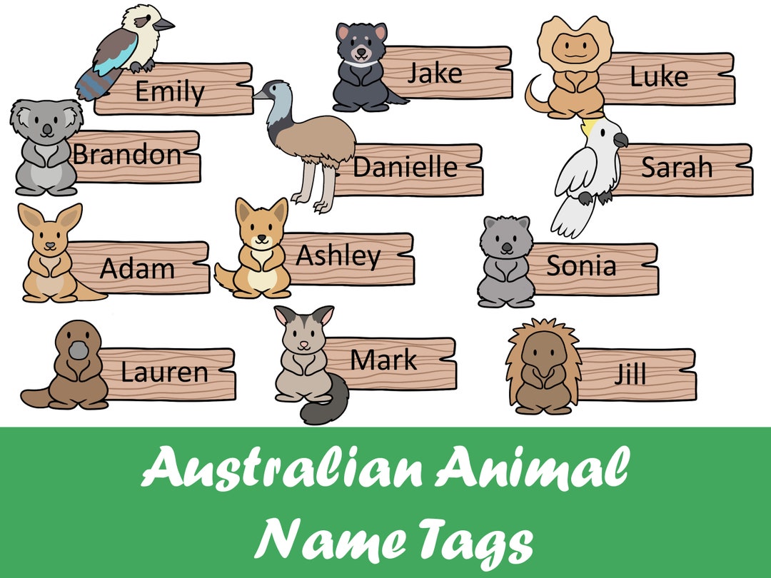 Editable Australian Animal Name Tags - Etsy UK