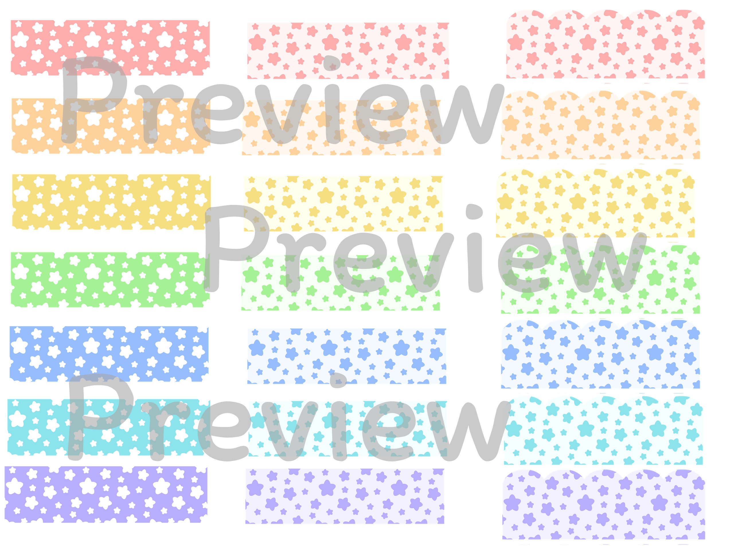 Pastel Star Bulletin Board Borders - Etsy