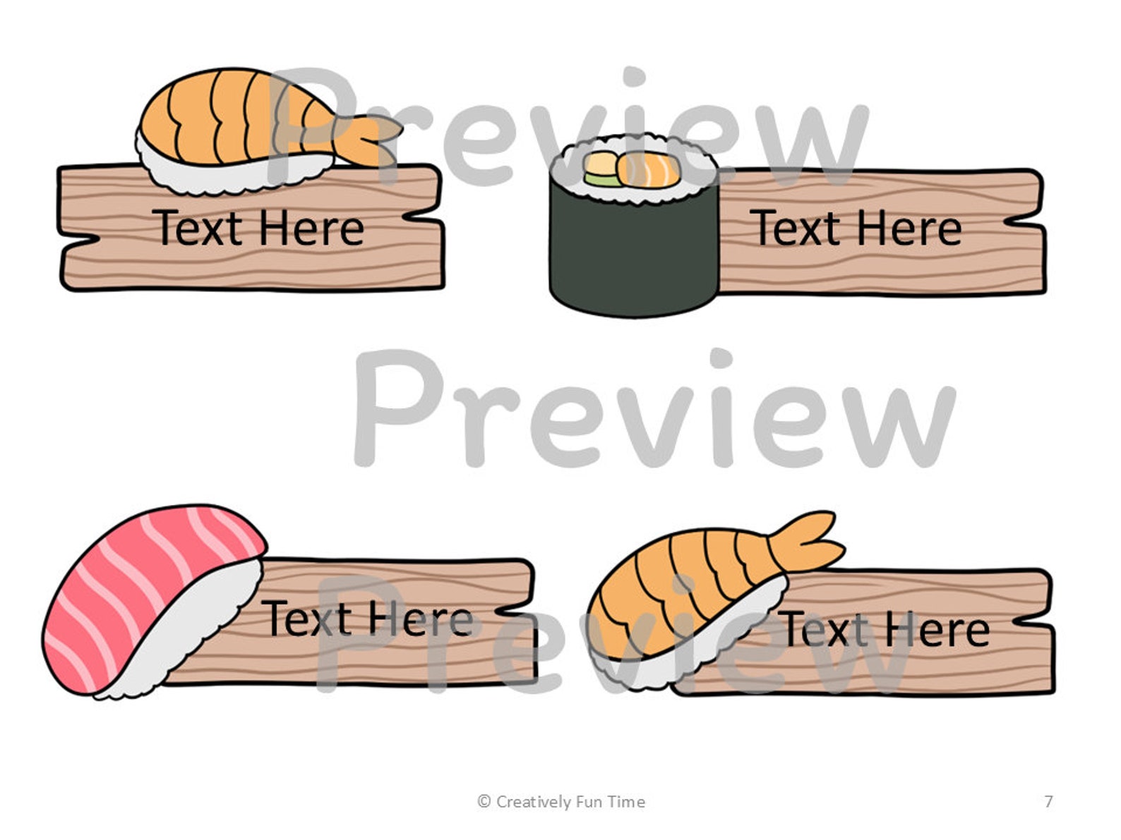 Editable Sushi Name Tags - Etsy