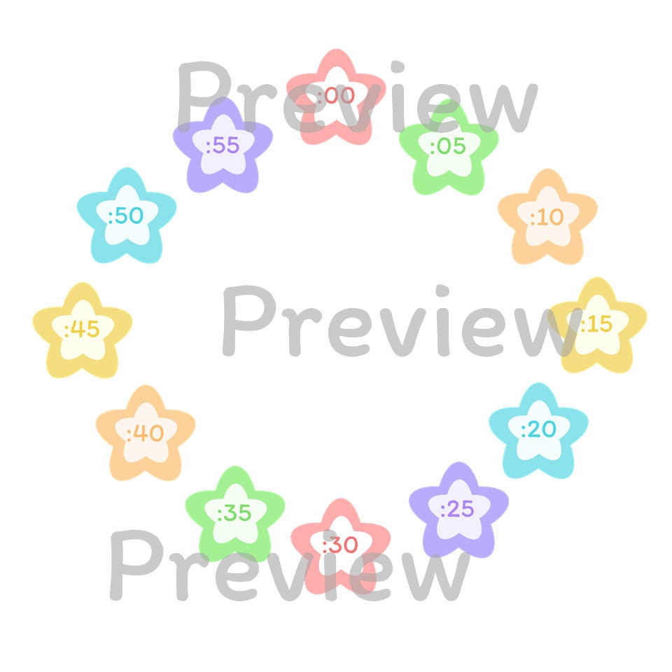 Pastel Star Clock Labels - Etsy
