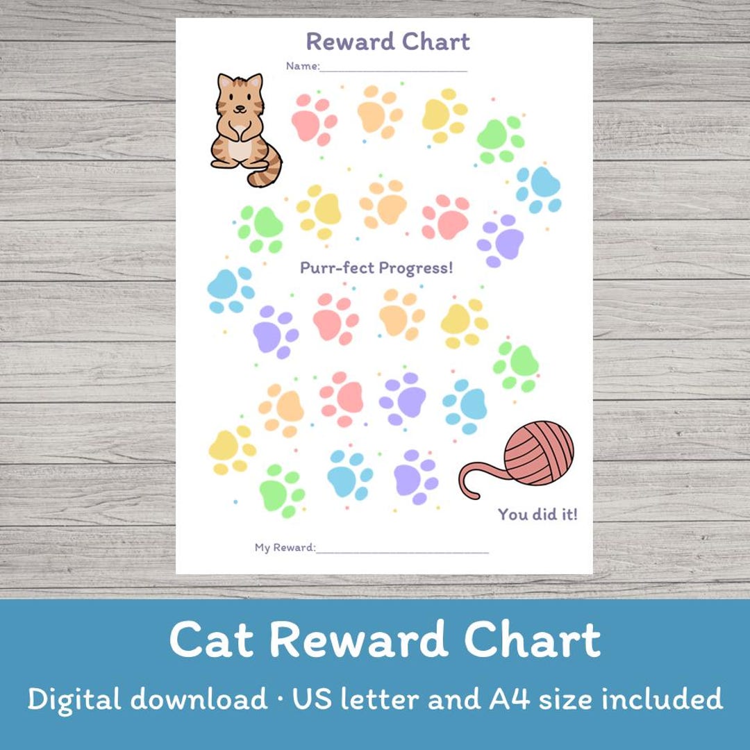 Cat Reward Chart Printable | Kids Chore and Behaviour Chart | - Etsy