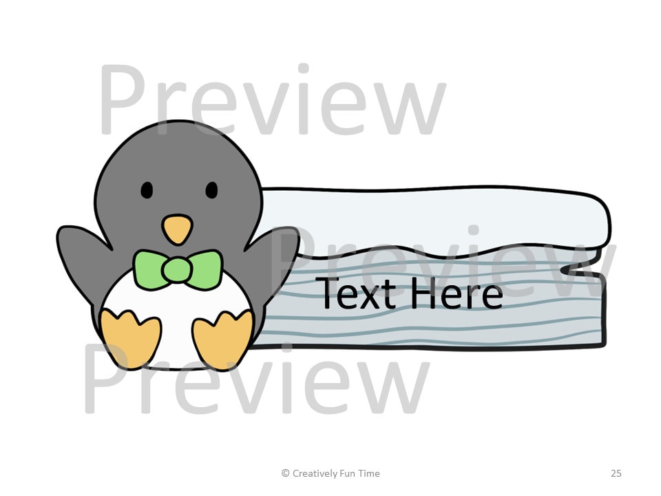 Editable Penguin Name Tags - Etsy