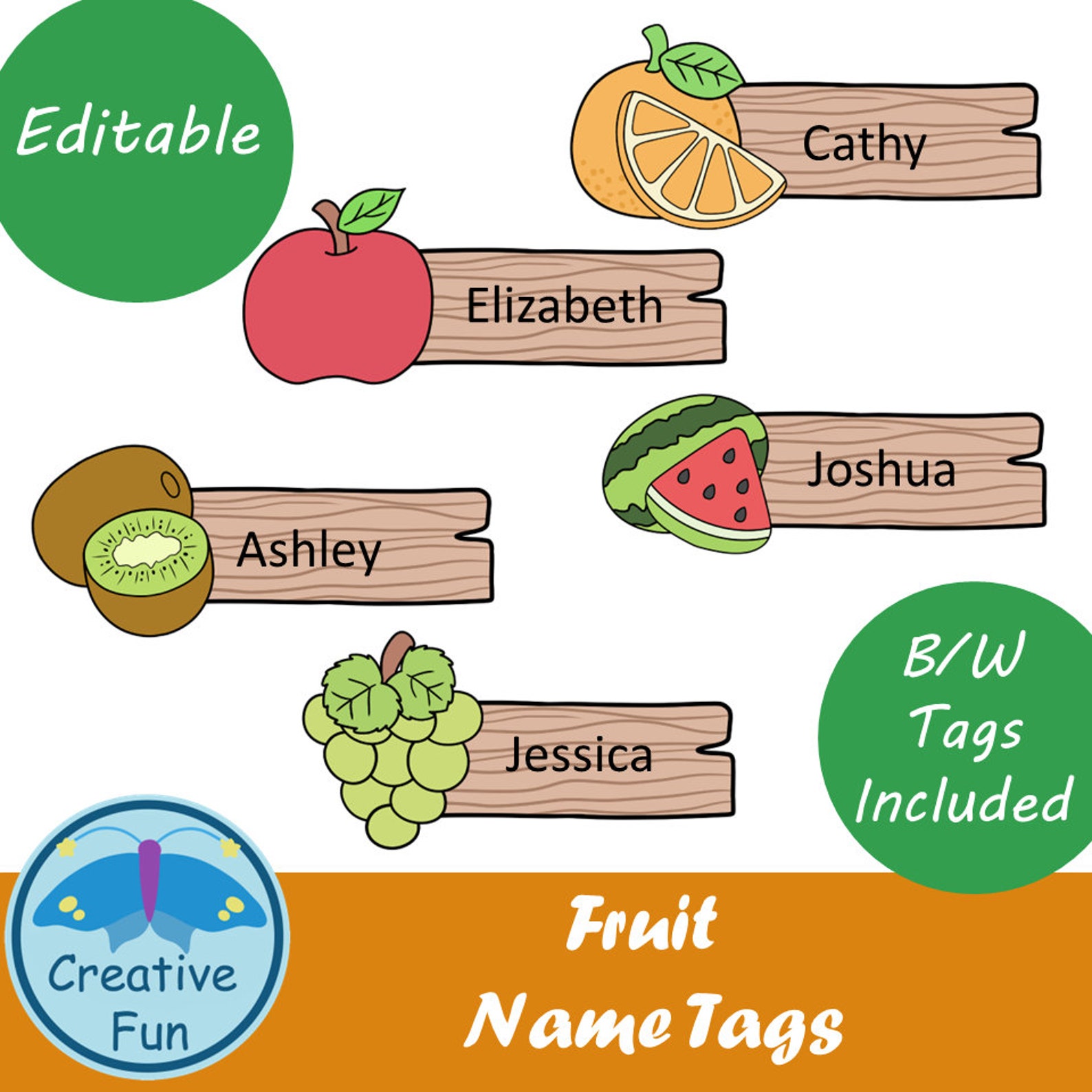 Editable Fruit Name Tags - Etsy