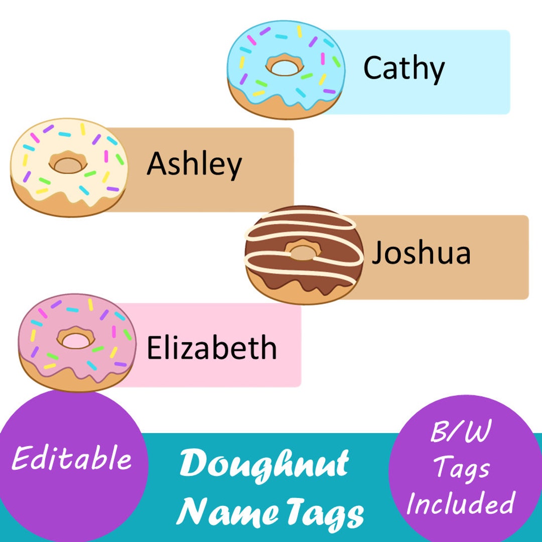 Editable Doughnut Name Tags - Etsy