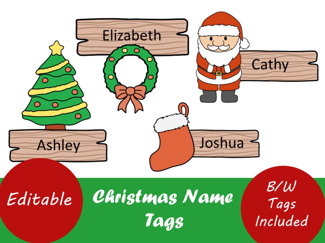 Editable Christmas Name Tags - Etsy