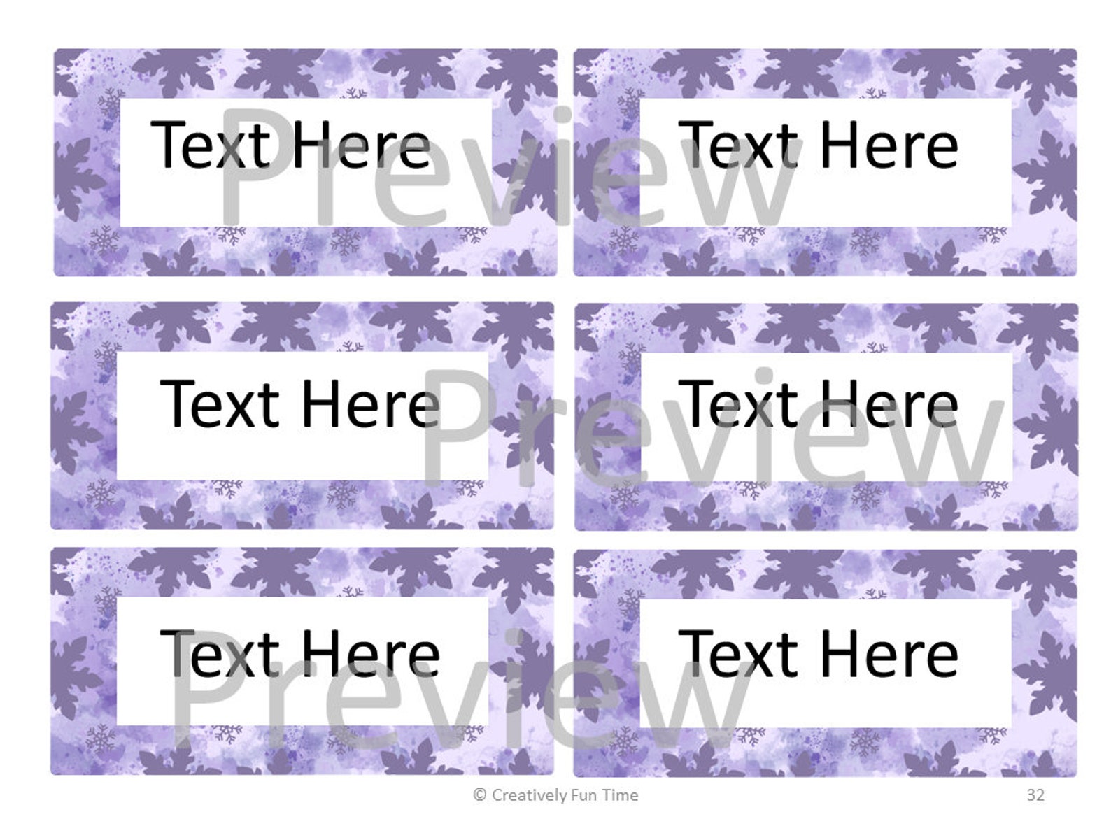 Editable Watercolor Snowflake Name Tags - Etsy