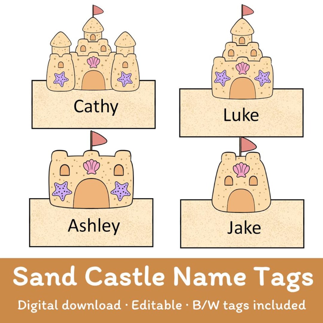 Editable Sand Castle Name Tags: Printable Classroom Decor (digital ...