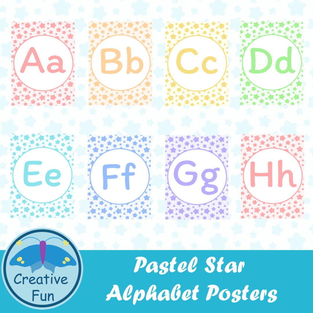 Rainbow Pastel Stars Alphabet - Etsy