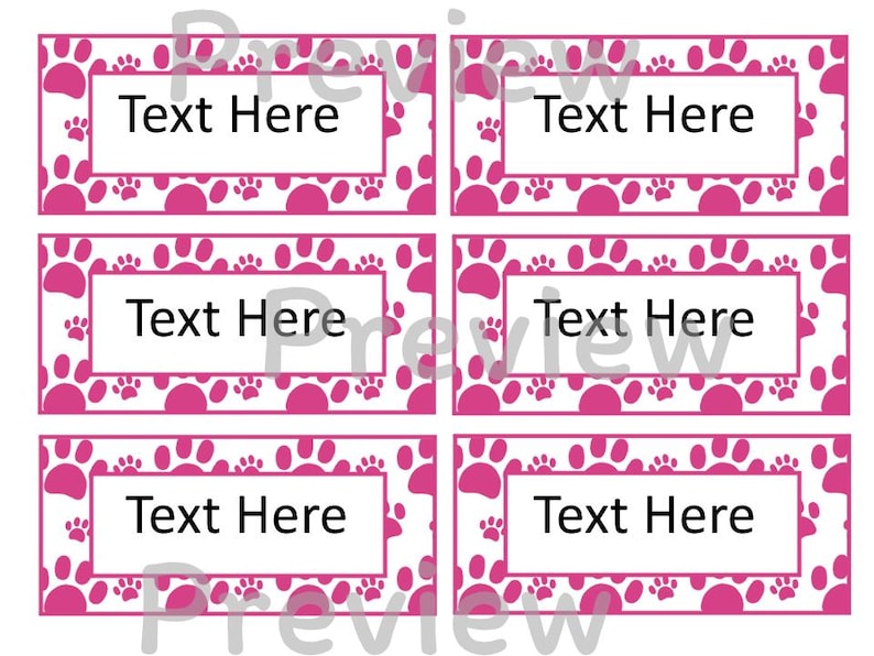 Editable Paw Print Name Tags | Printable Desk Labels | - Etsy Canada
