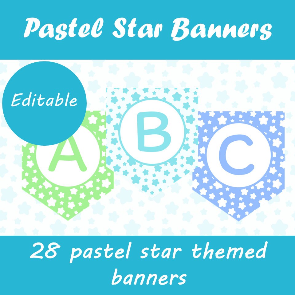 Editable Pastel Star Banners - Etsy