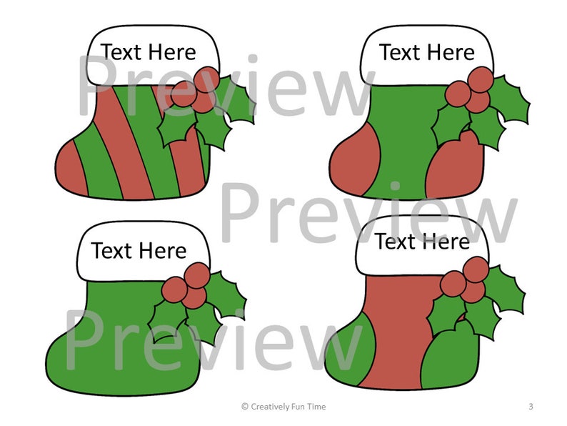 Editable Christmas Stocking Name Tags, Cute Printable Name Plates for ...