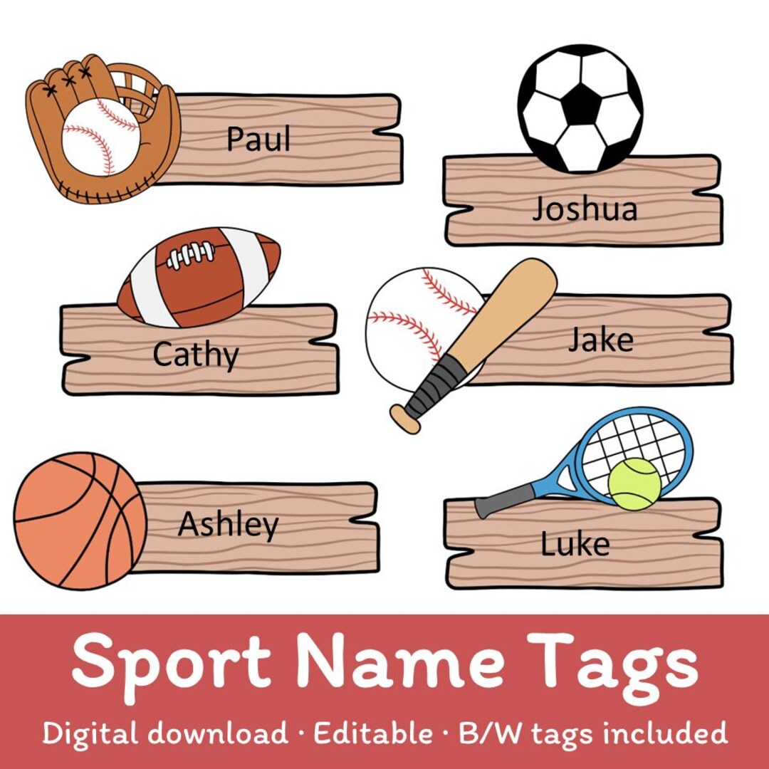 Editable Sport Name Tags: Printable Classroom Labels (digital Product ...