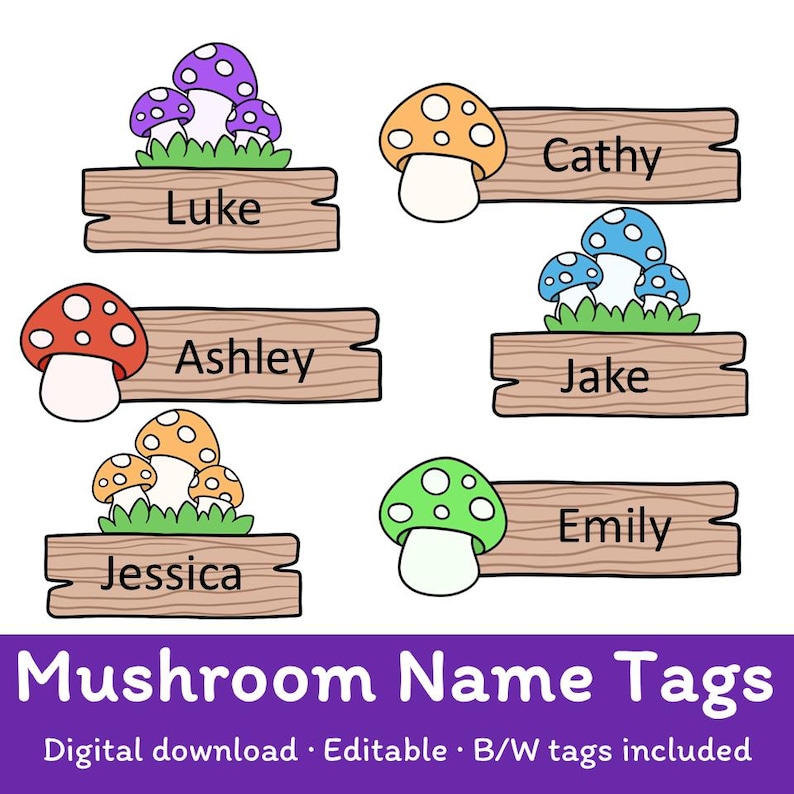 Editable Mushroom Name Tags: Printable Classroom Decor (PDF ...