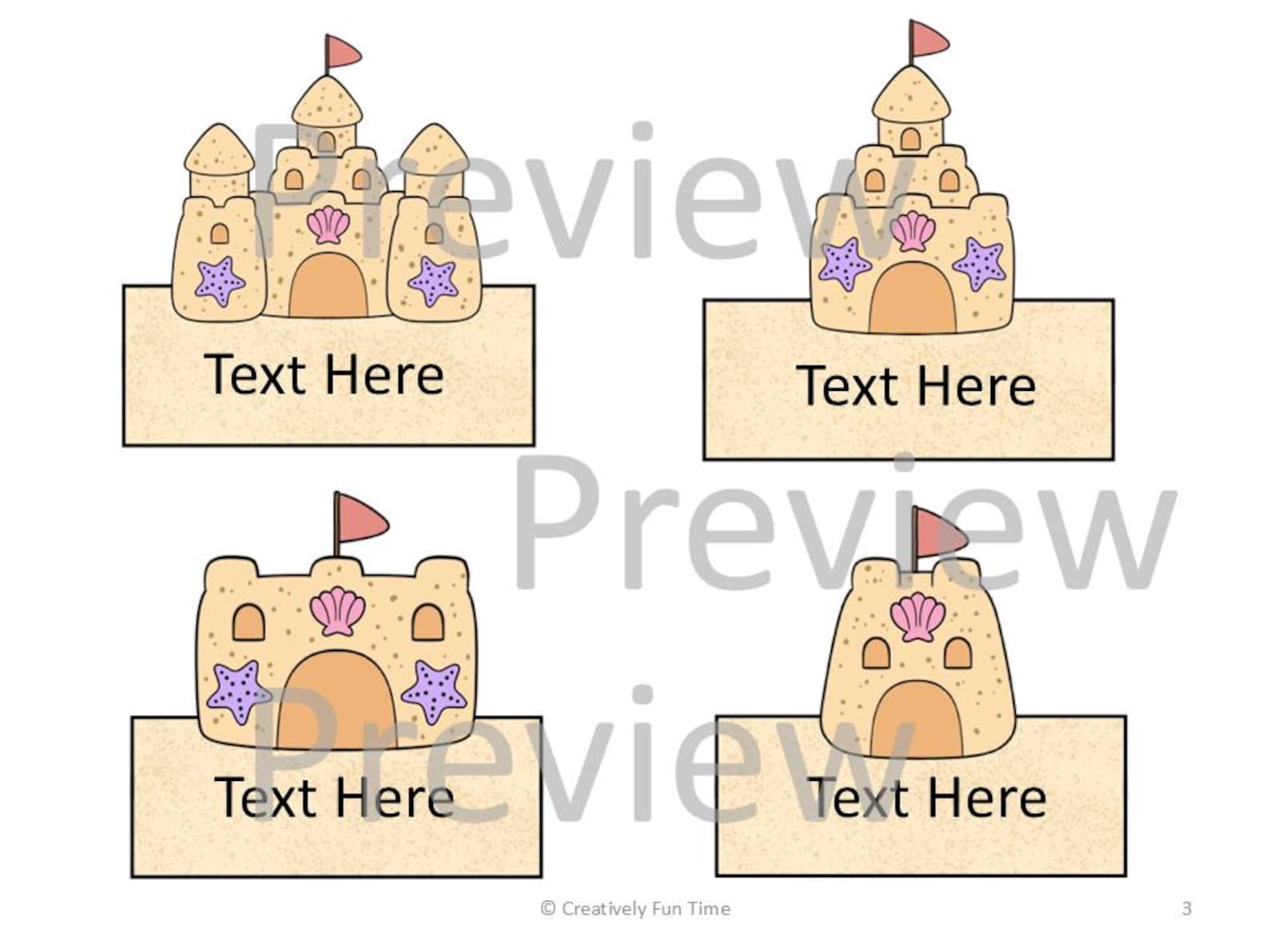Editable Sand Castle Name Tags: Printable Classroom Decor (digital ...