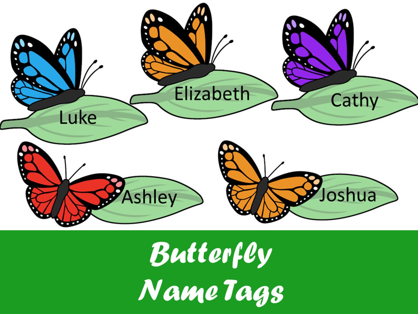 Editable Butterfly Name Tags - Etsy