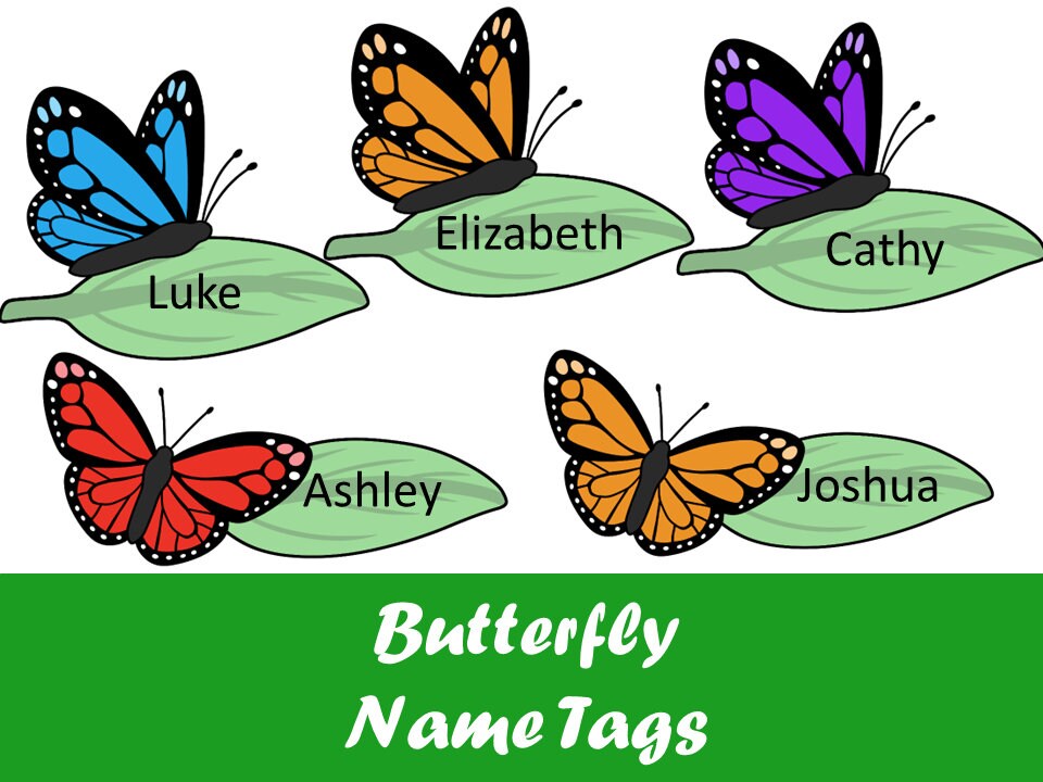 Editable Butterfly Name Tags Etsy