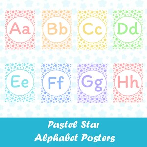 Rainbow Pastel Stars Alphabet - Etsy