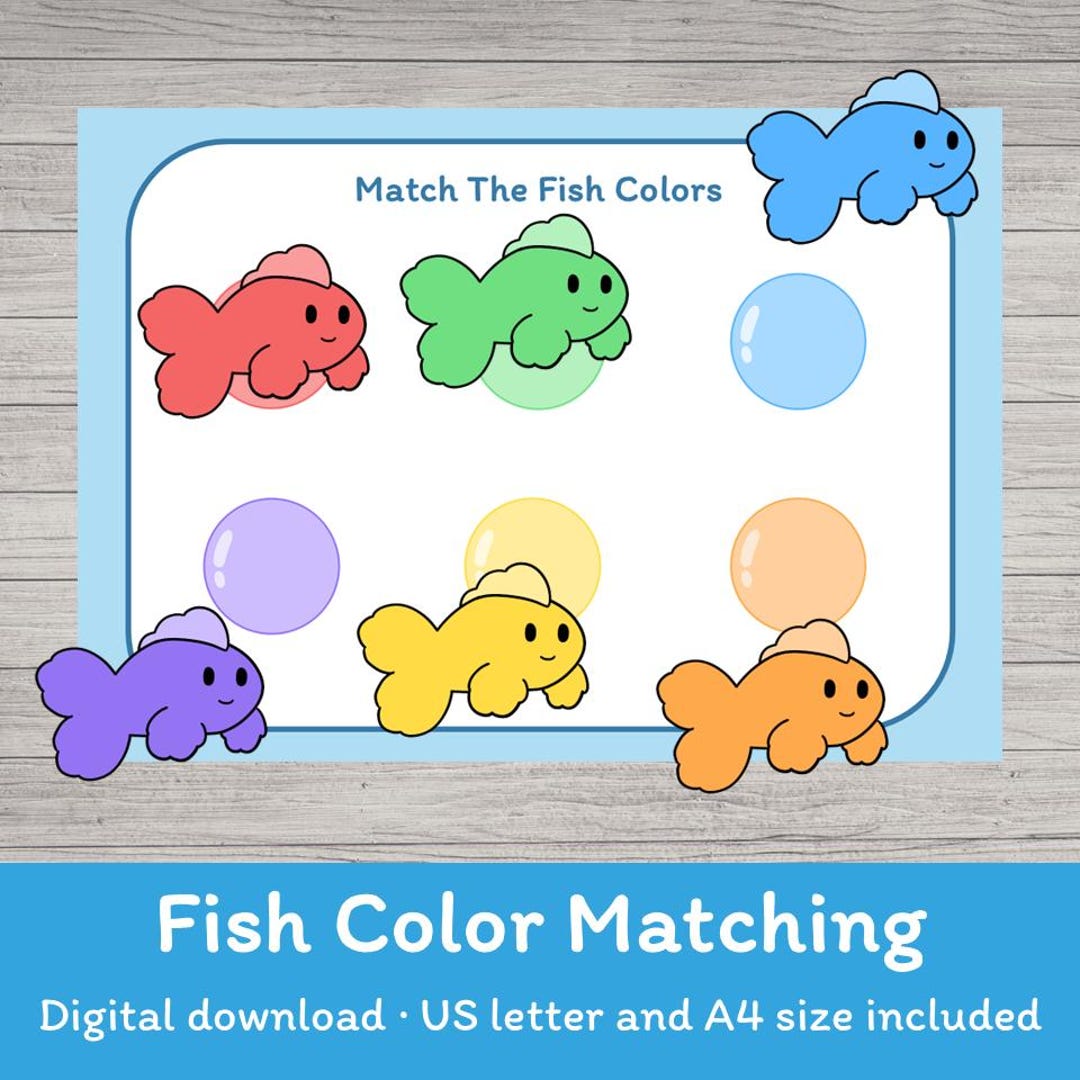 Fish Color Matching Printable | Preschool Learning Cut and Paste ...