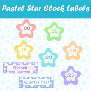 Pastel Star Clock Labels - Etsy