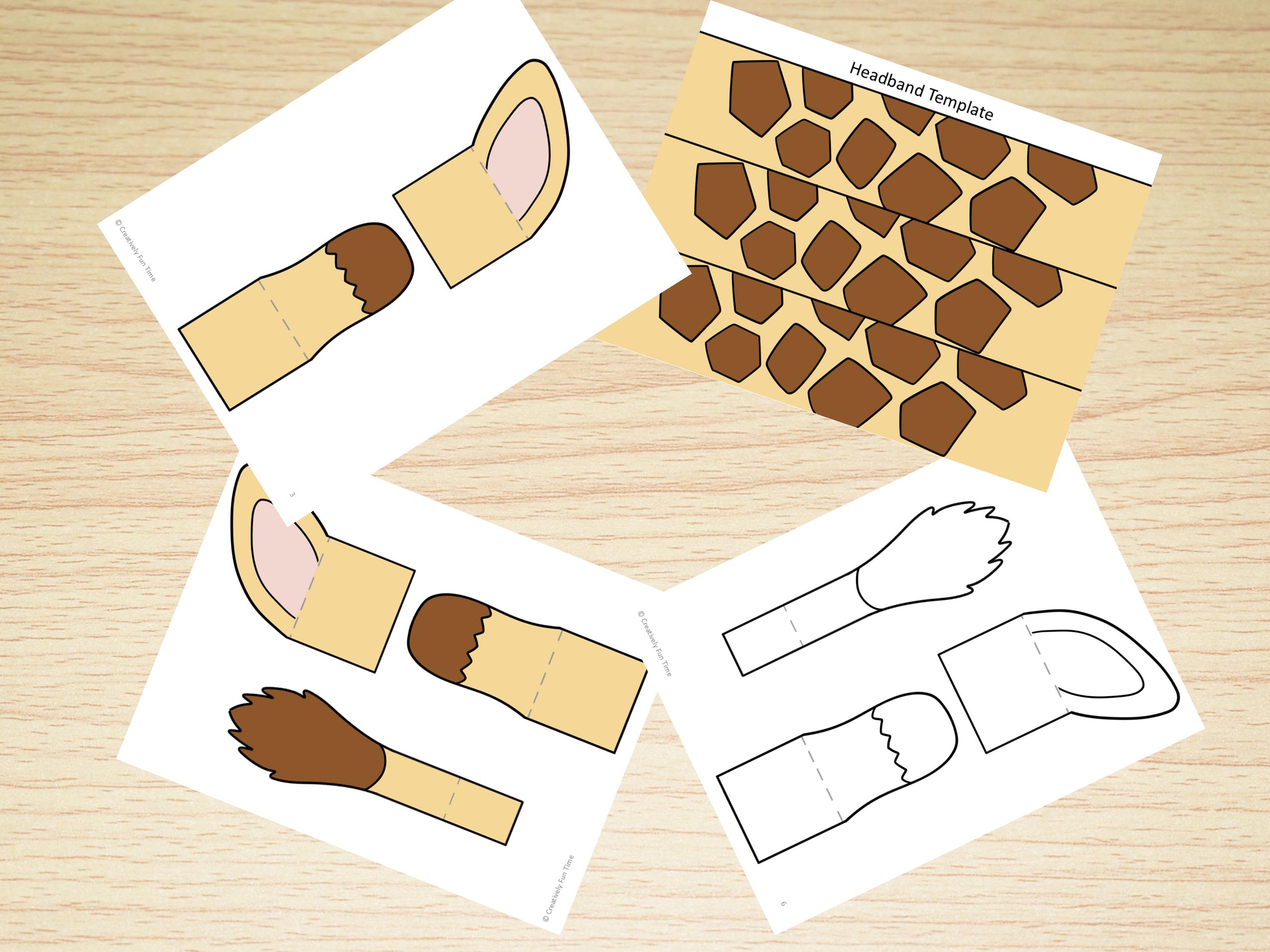 Printable Paper Animal Hat Giraffe Ears Horns and Tail - Etsy