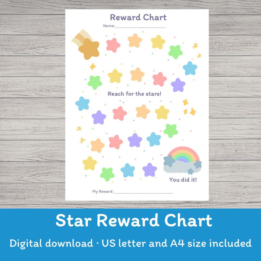 Star Reward Chart Printable | Kids Chore and Behaviour Chart - Etsy