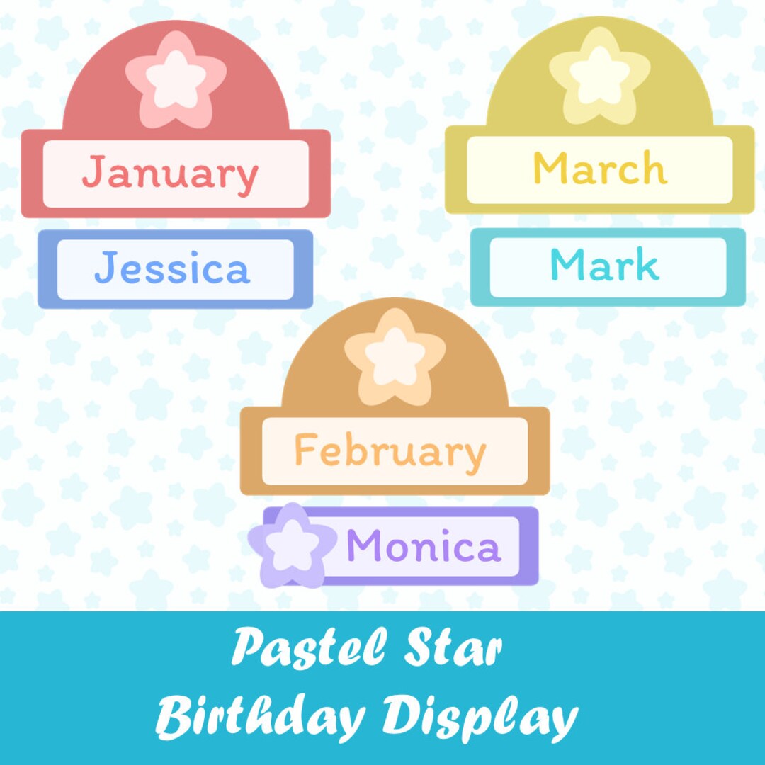 Editable Pastel Star Birthday Display - Etsy
