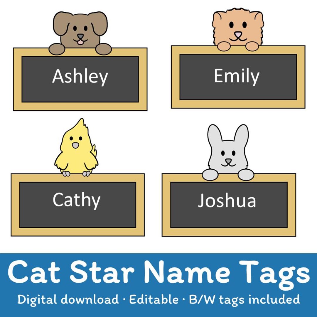 Editable Pet Name Tags: Printable Classroom Decor (digital Download ...