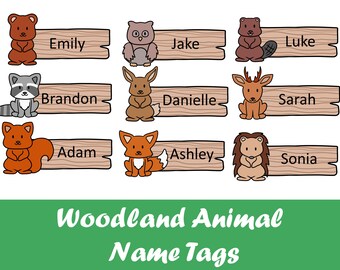 Editable Name Tag Woodland Animal Classroom Name Tag Student Name Plate ...