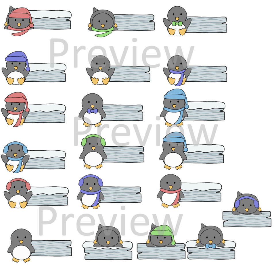 Editable Penguin Name Tags - Etsy