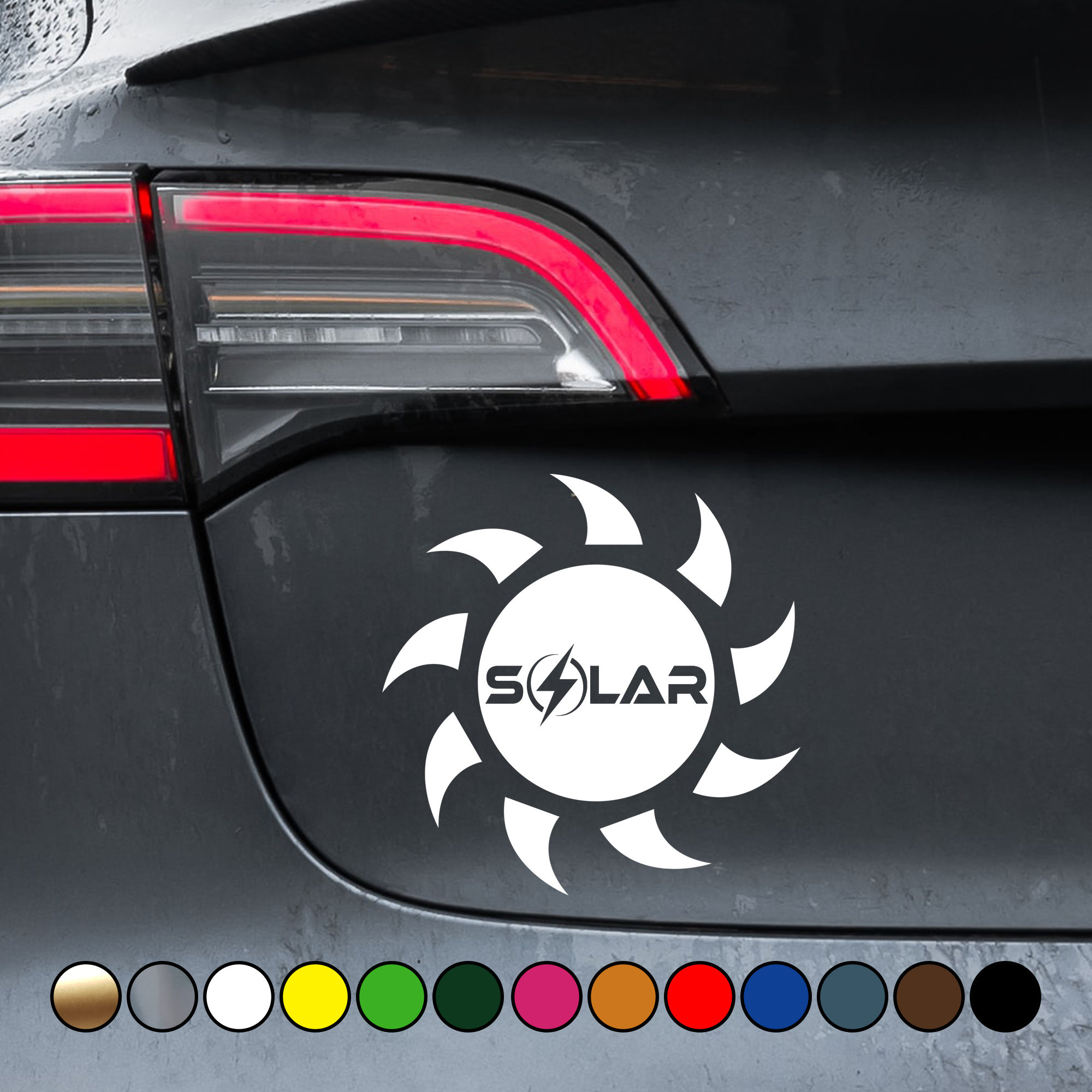 ECO Sun Solar Powered Energy Logo Sticker - Green Energy - Perfect Cut ...
